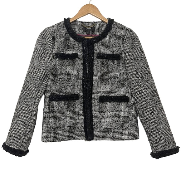 J. Crew | Jackets & Coats | J Crew Womens Glen Plaid Braided Trim Tweed ...